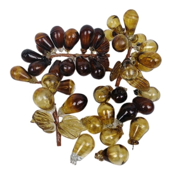 Art | 3 Vintage Grape Leaf Cluster Art Sculpture Mcm Amber Lucite Balls ...